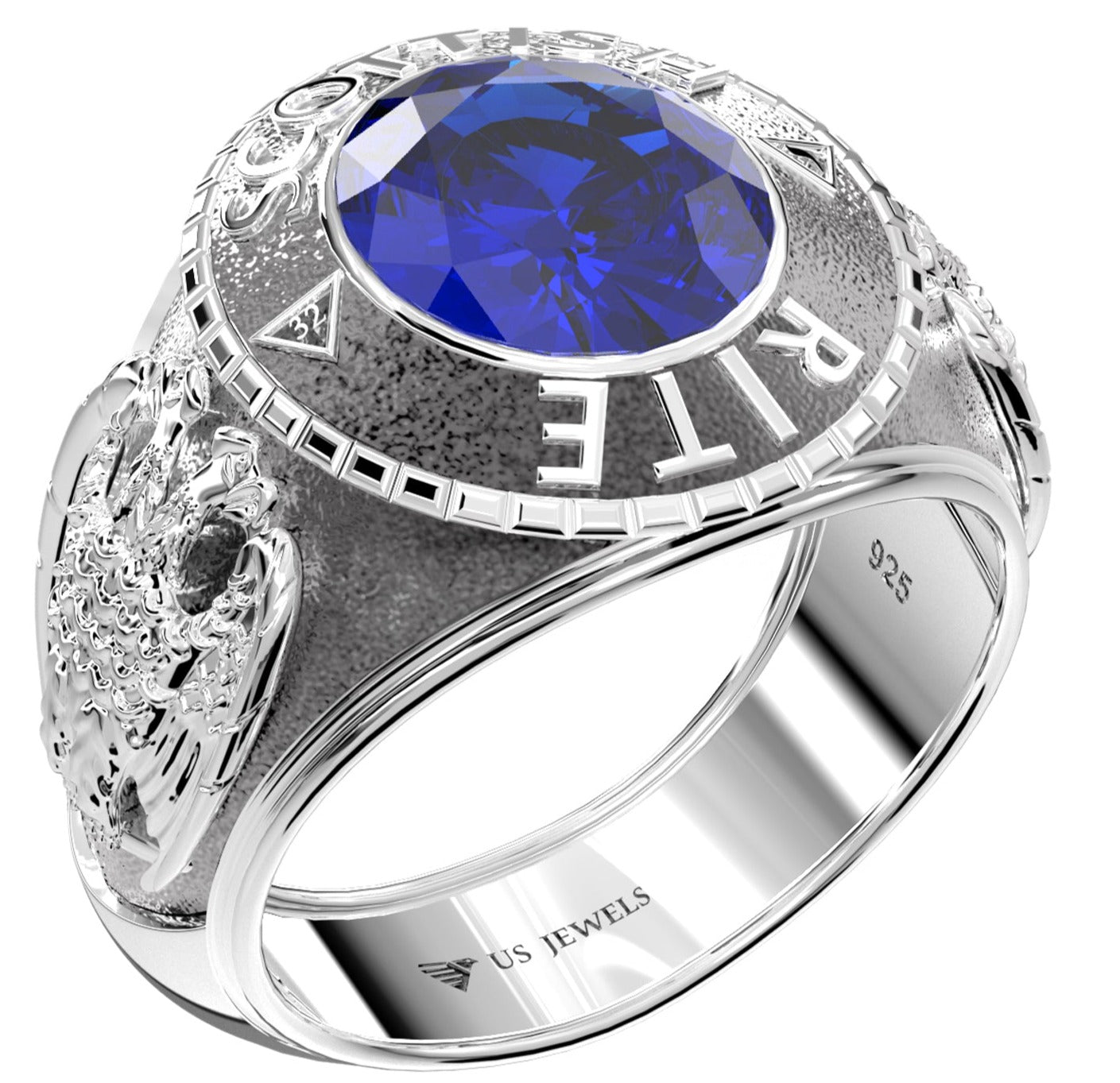 Men's Freemason Scottish Rite Class Ring - 925 Sterling Silver