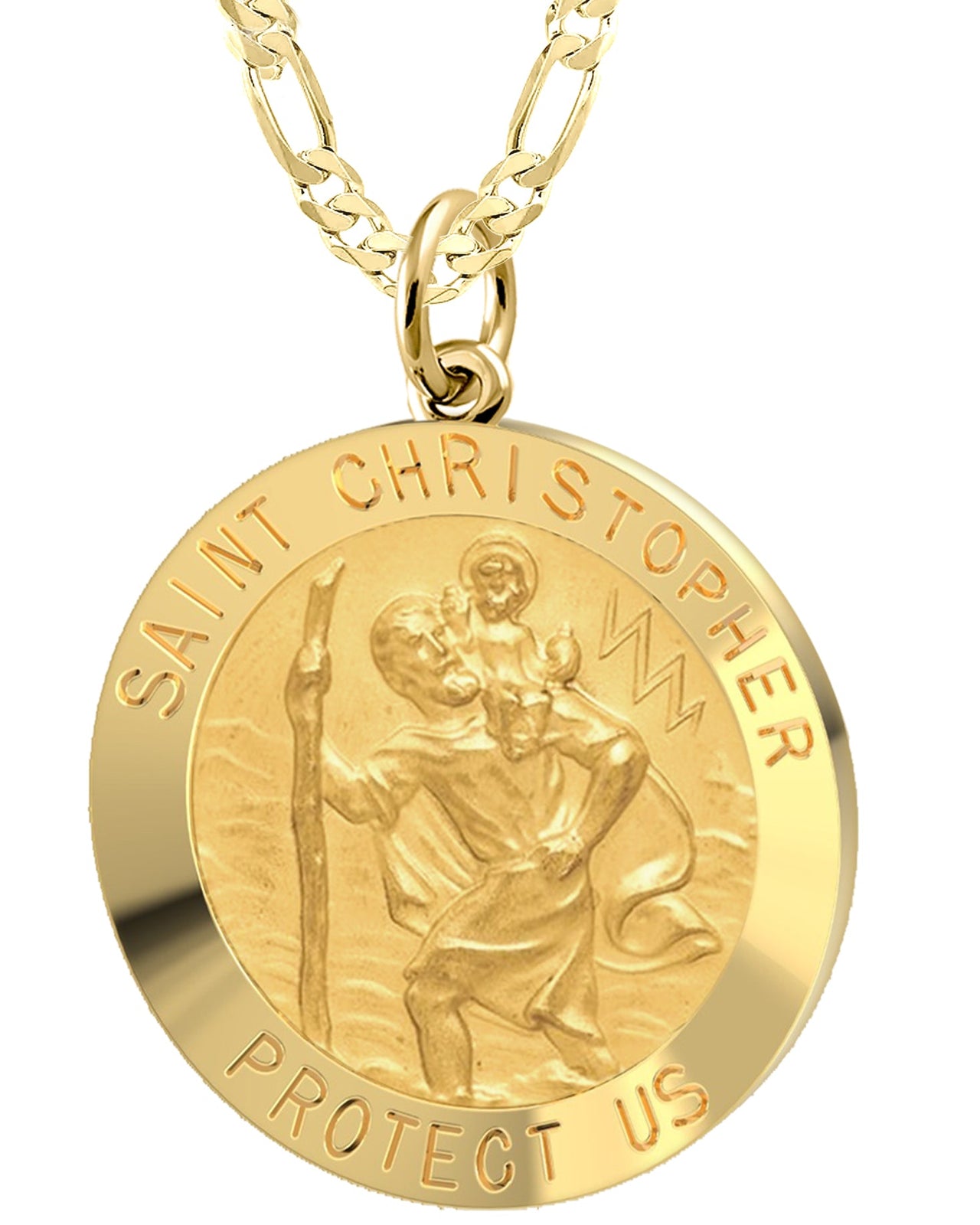 Saint Medal Necklace - Saint Christopher Solid Pendant Necklace With ...