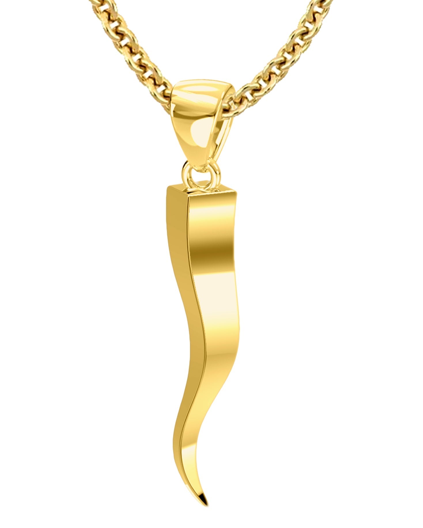 Cornicello Necklace - Men's 14k Gold Italian Horn Pendant
